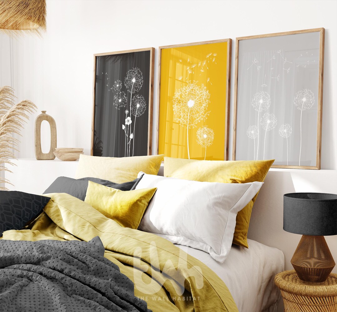 Mustard Yellow Dandelion Print Set: Modern Botanical Wall Art - Etsy
