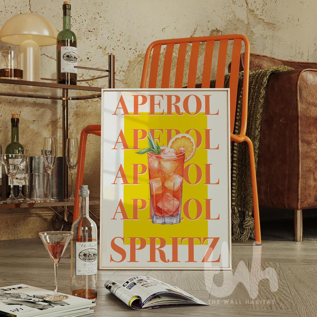 Aperol Spritz Print: Vibrant Bar Cart Wall Art - Etsy