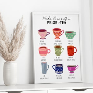 Tea Cup Wall Art, Positivi-tea Print, Priori-tea Print, Tea Self Care ...