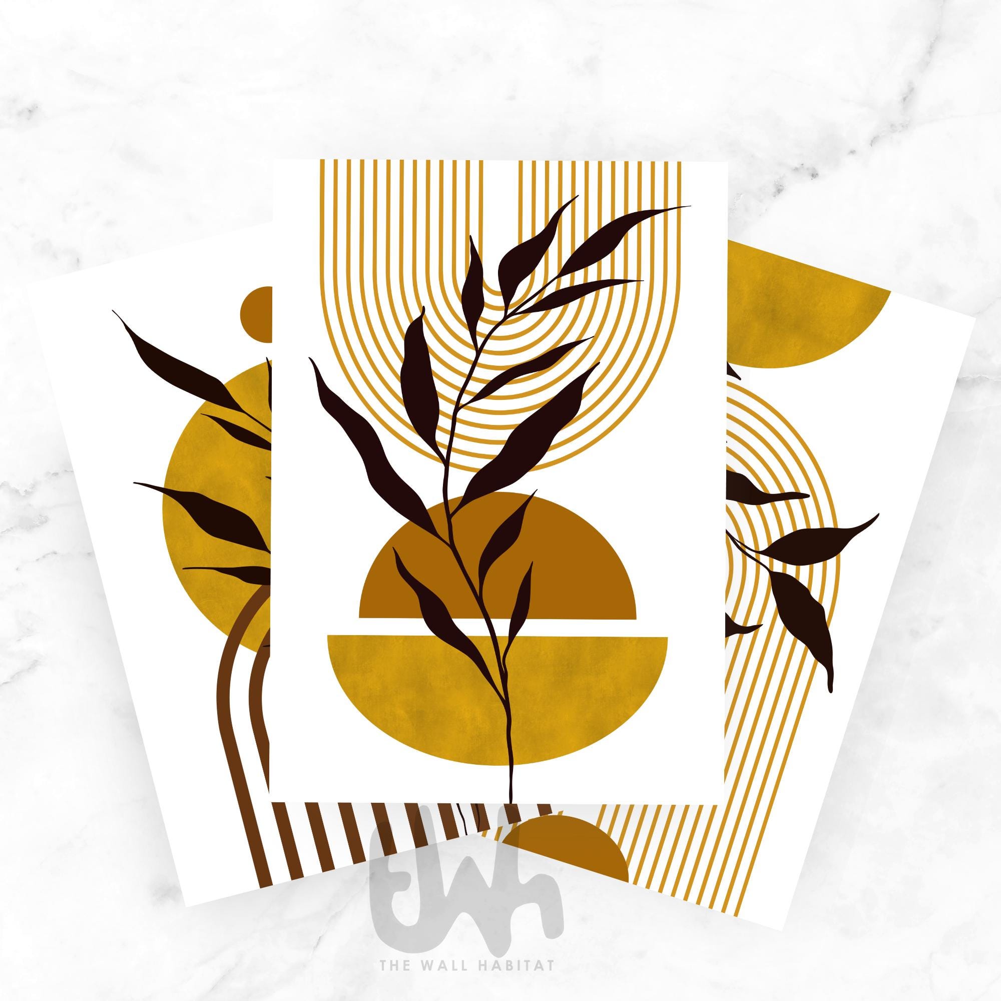 Ochre & Rust Fall Wall Art: Mid-century Modern Prints - Etsy