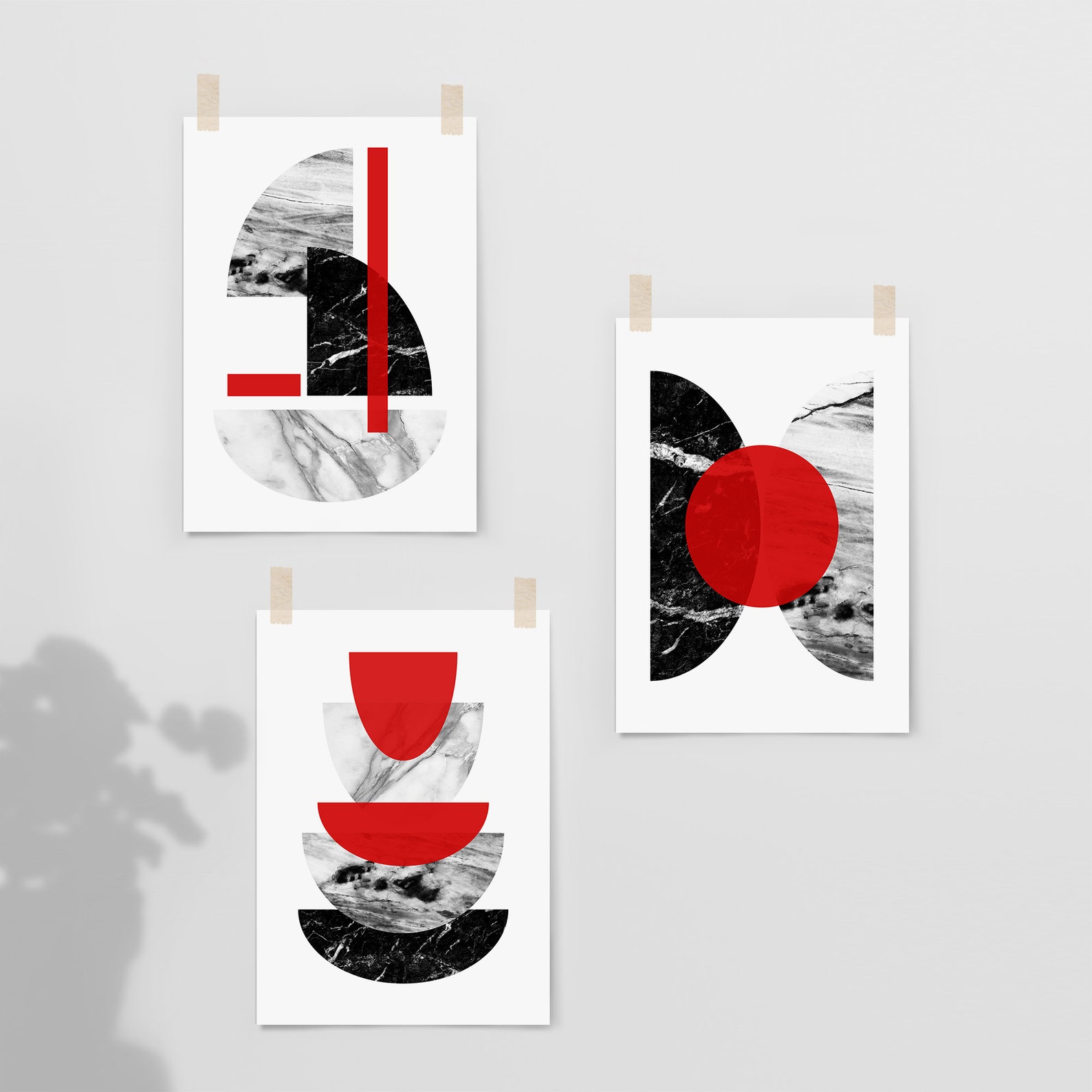 Set of 3 Red and Black Art Prints Red Wall Art Red Kitchen - Etsy