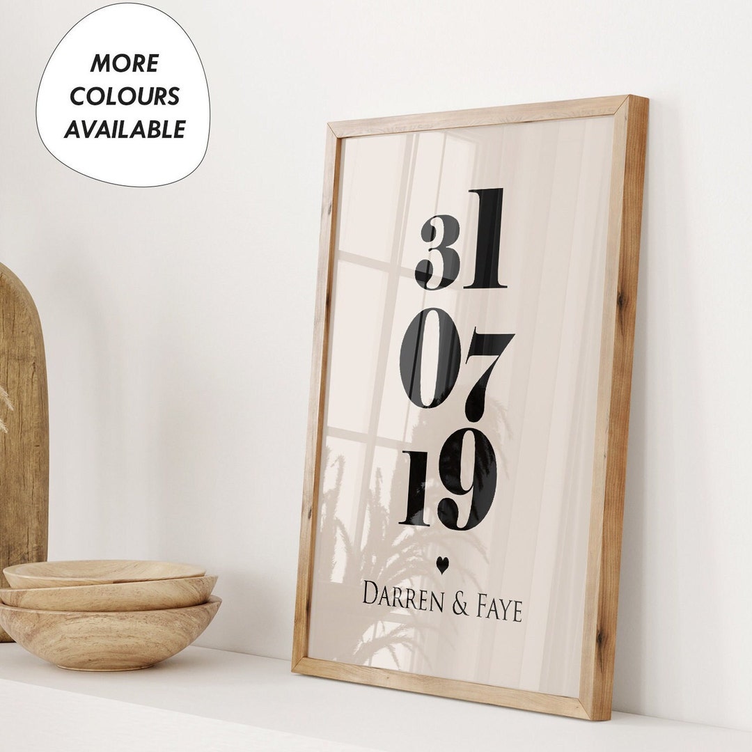 Custom Date Print, Name and Date Print, Gift for Wife, Anniversary Date ...