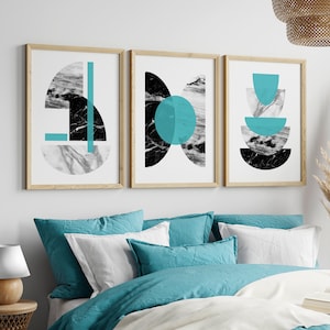 Teal black and white bedroom store