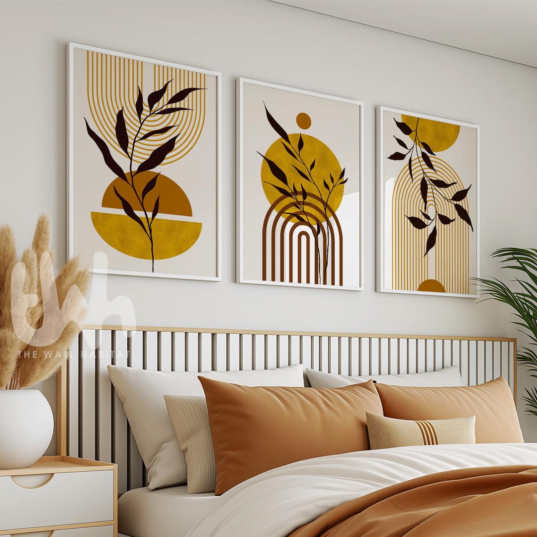 Ochre & Rust Fall Wall Art: Mid-century Modern Prints - Etsy