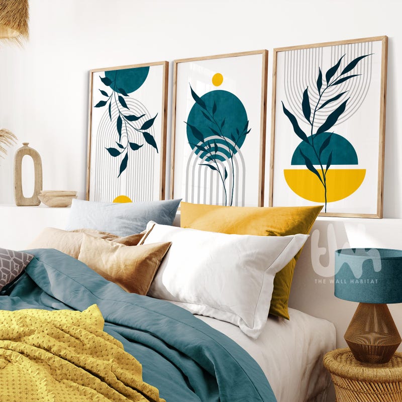 Yellow Teal Gray - Etsy