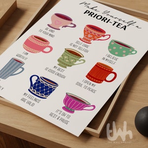 Tea Cup Wall Art, Positivi-tea Print, Priori-tea Print, Tea Self Care ...