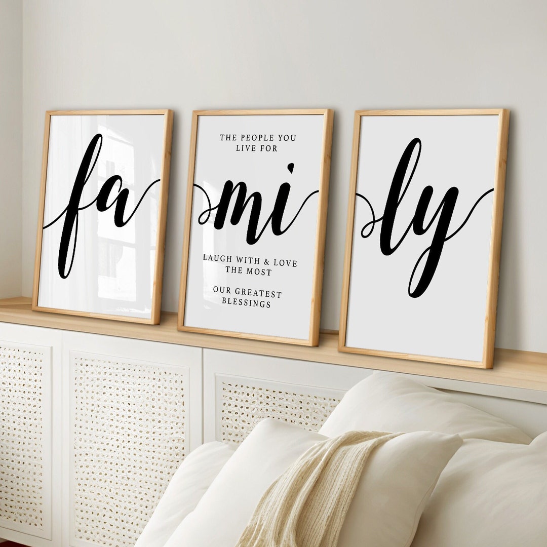 Set of 3 Family Quotes Wall Art, Family Print Art, Living Room Wall ...