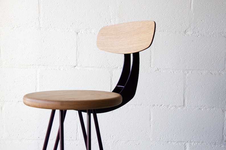 Hairpin Leg Bar Stool Counter Stool With Back. Plywood, Oak, Walnut - Etsy