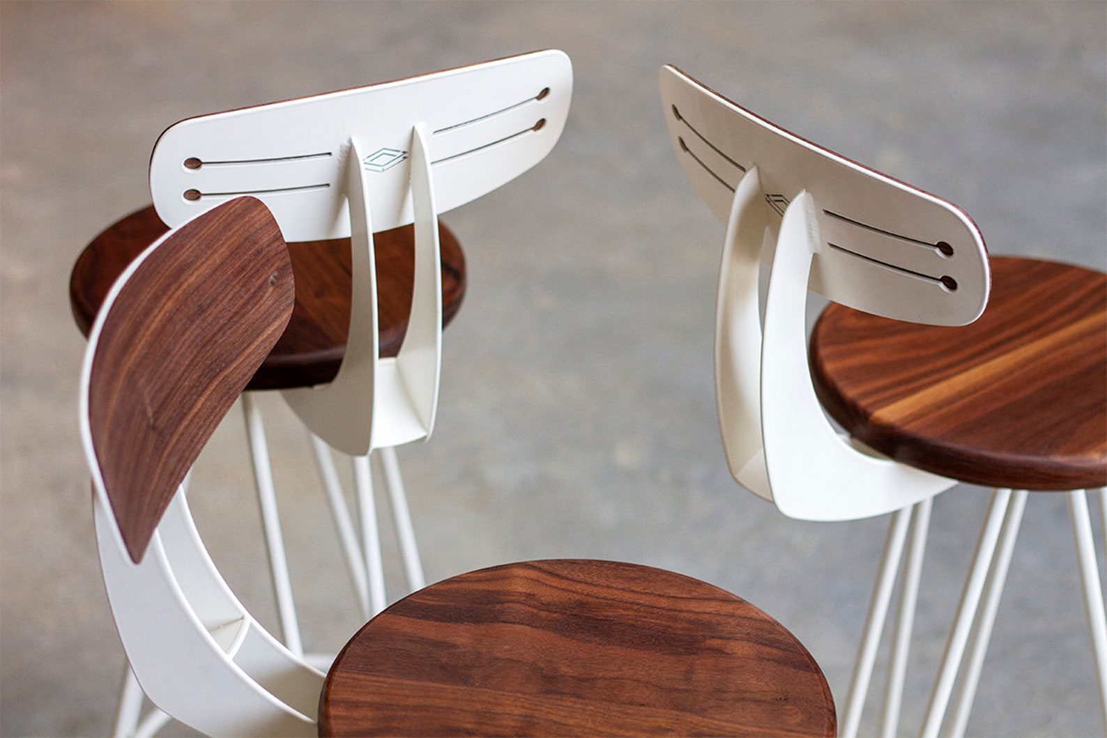 Hairpin Leg Bar Stool Counter Stool With Back. Plywood, Oak, Walnut ...