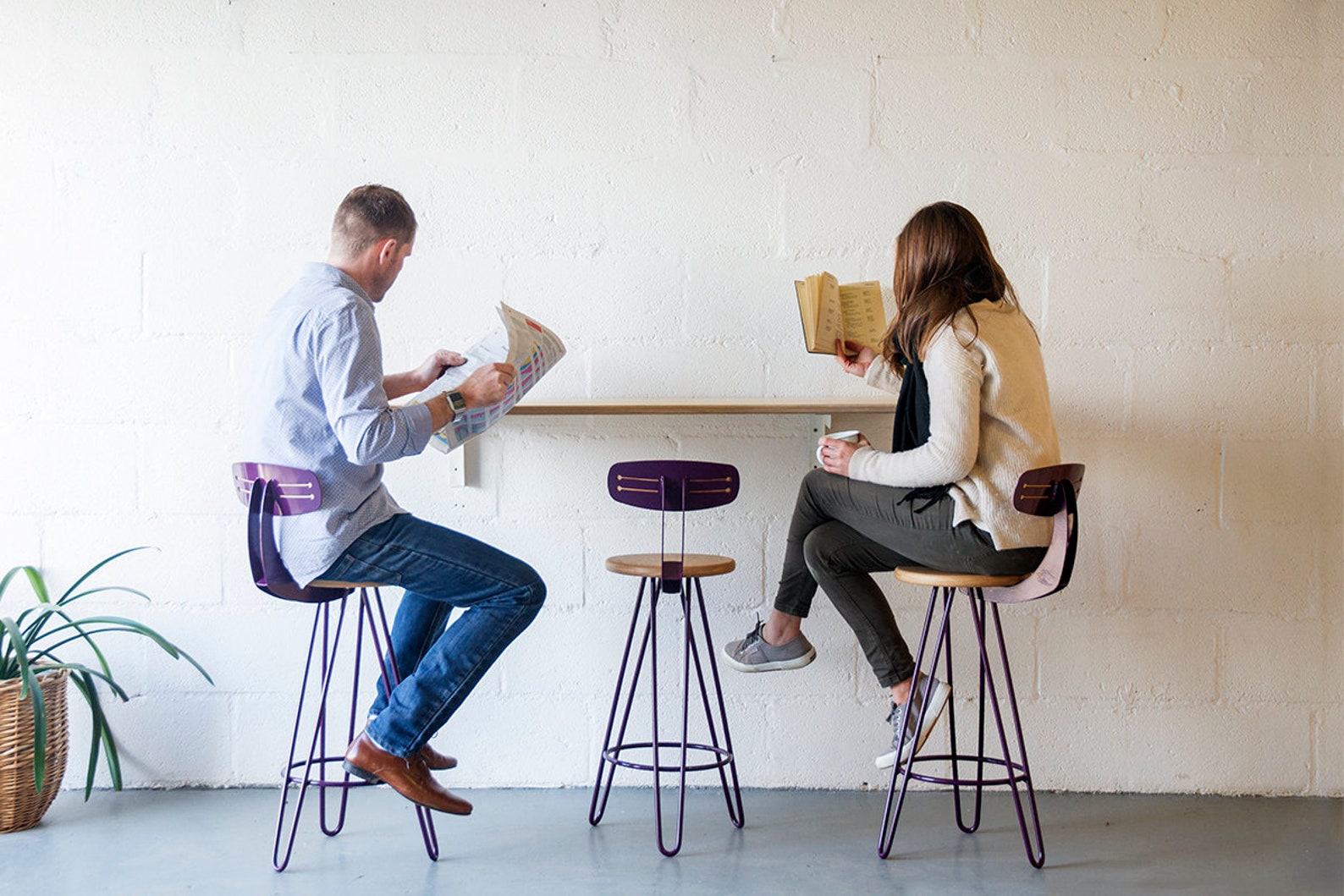 Hairpin Leg Bar Stool Counter Stool With Back. Plywood Oak - Etsy UK