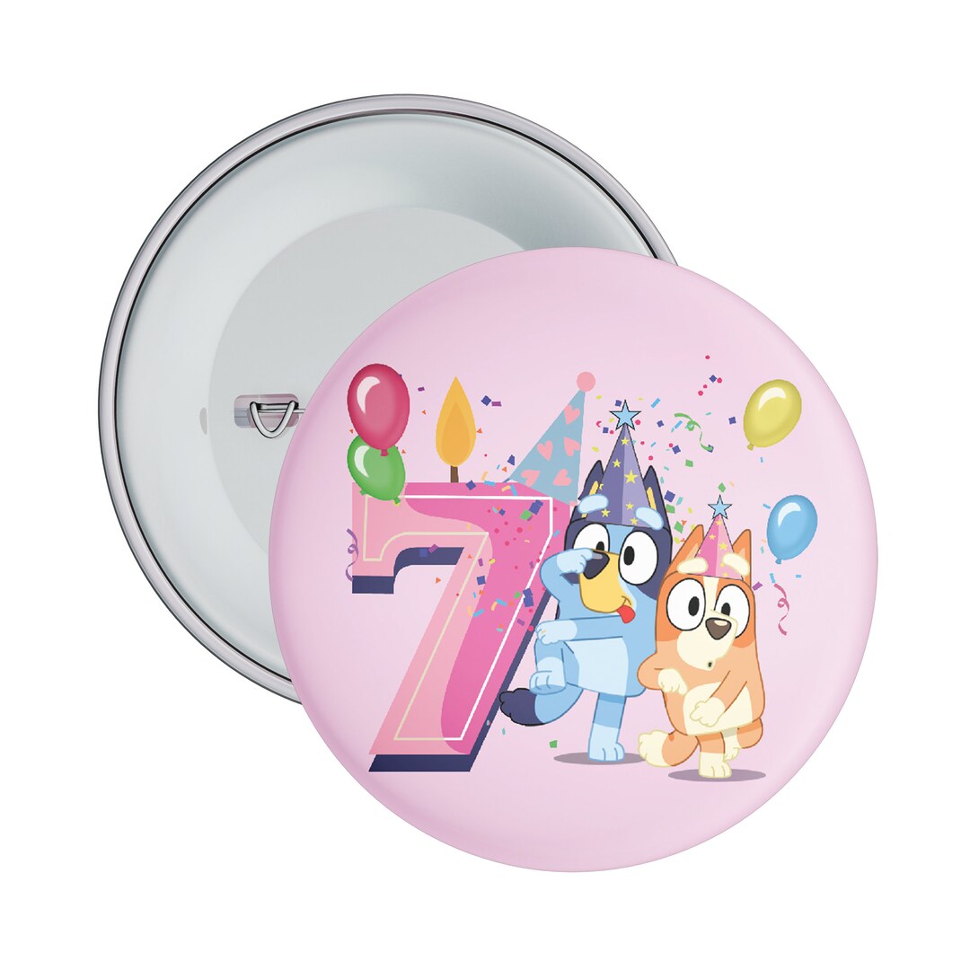 7th Birthday Badge Bluey 59mm Wide - Etsy