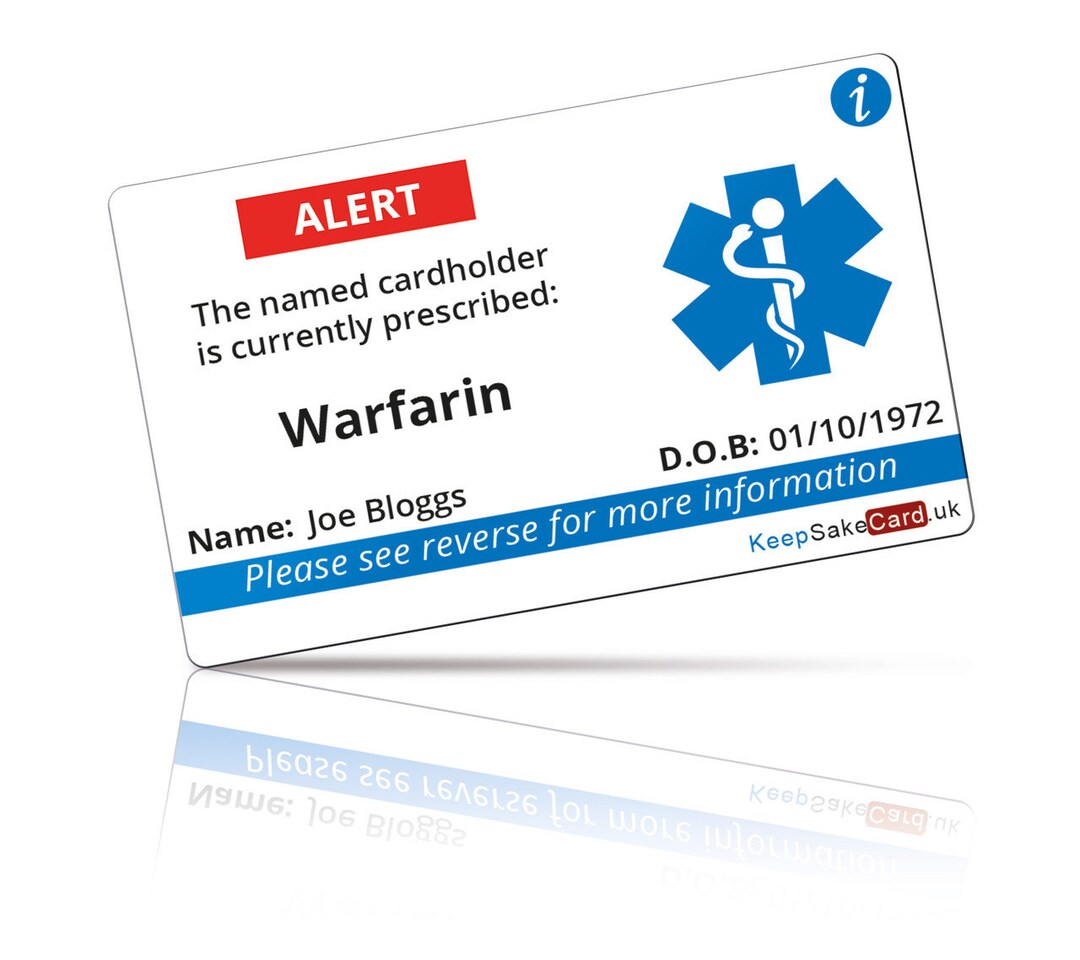 Warfarin Card PVC Fully Printed ICE Card - Etsy