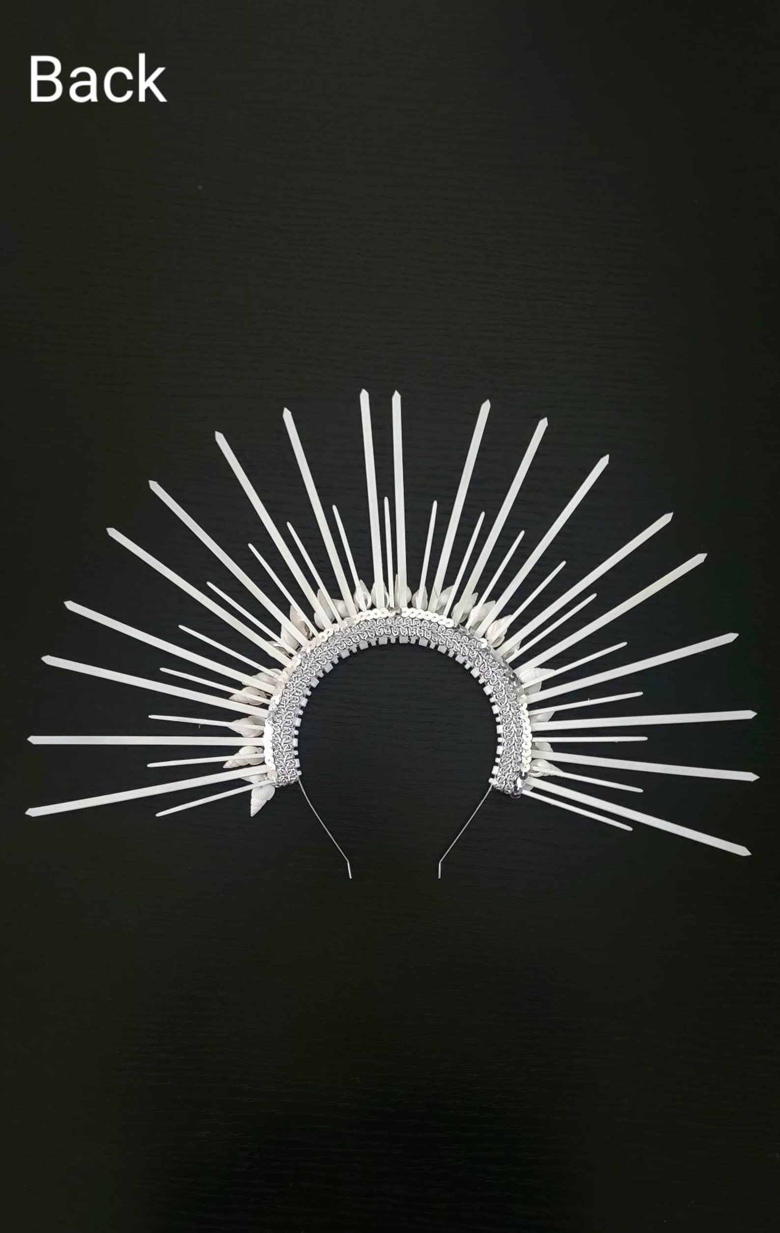 Muse Spiked Halo Crown, Sunburst White Headpiece, Gala Headband ...