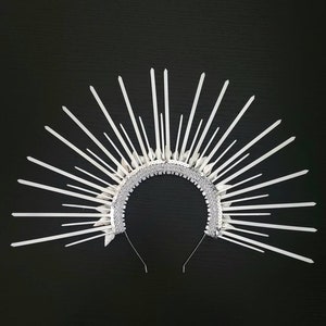 Muse Spiked Halo Crown, Sunburst White Headpiece, Gala Headband ...