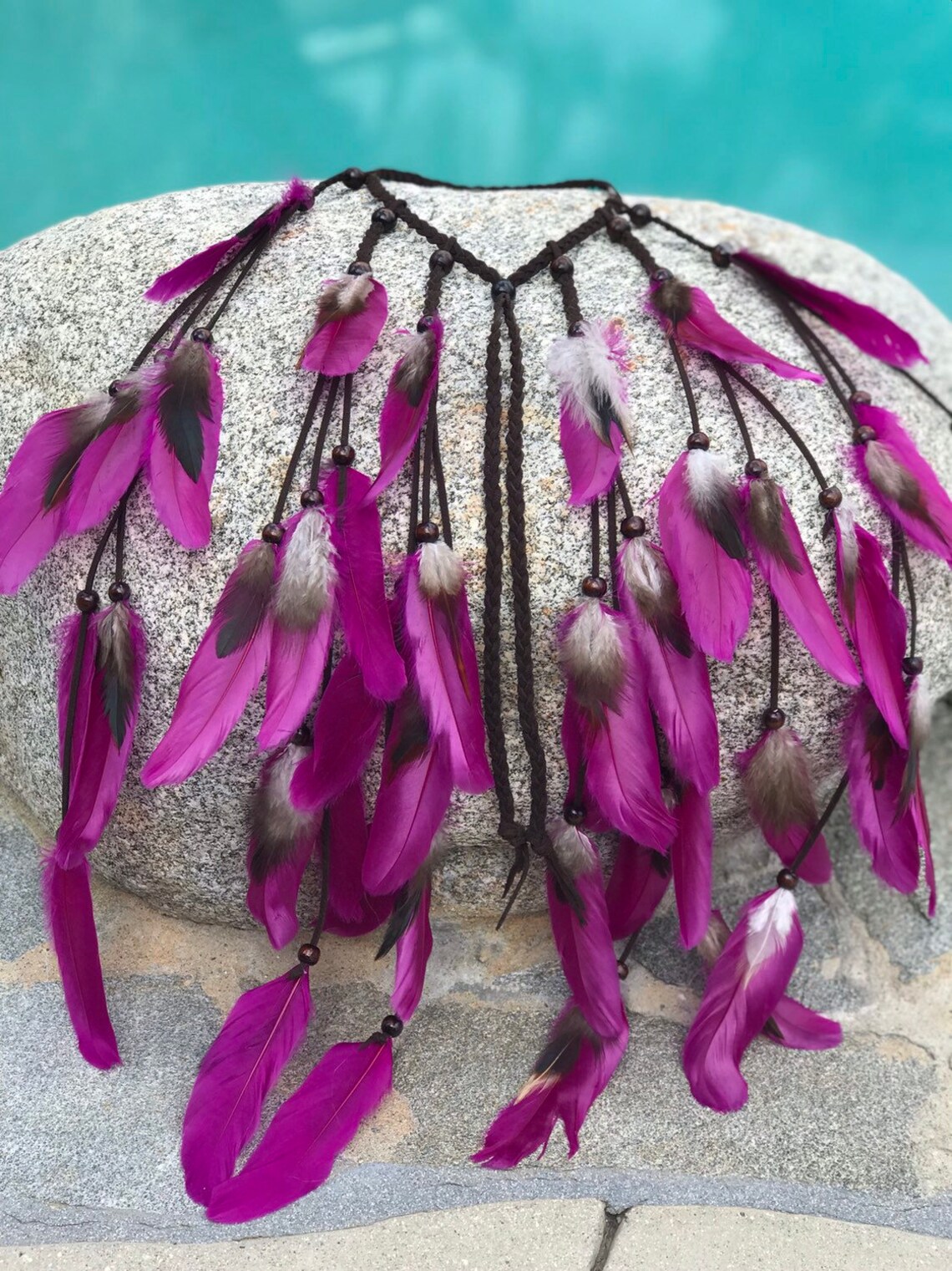 Plum Feather Headdress Tribal Feather Headpiece Plum - Etsy