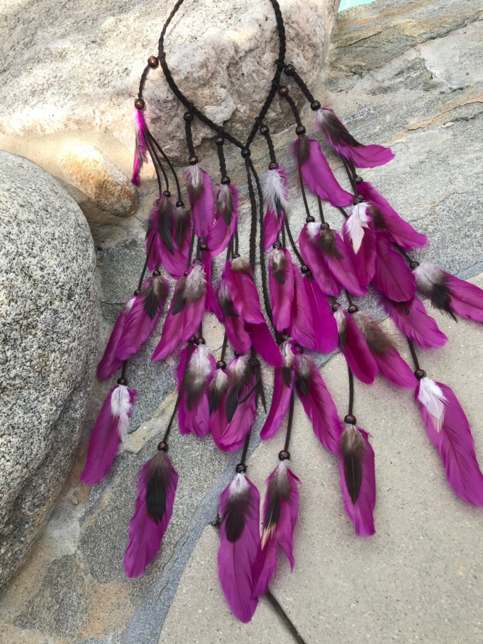 Plum Feather Headdress tribal feather headpiece Plum | Etsy