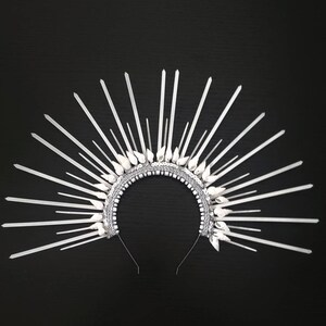 Muse Spiked Halo Crown, Sunburst White Headpiece, Gala Headband ...