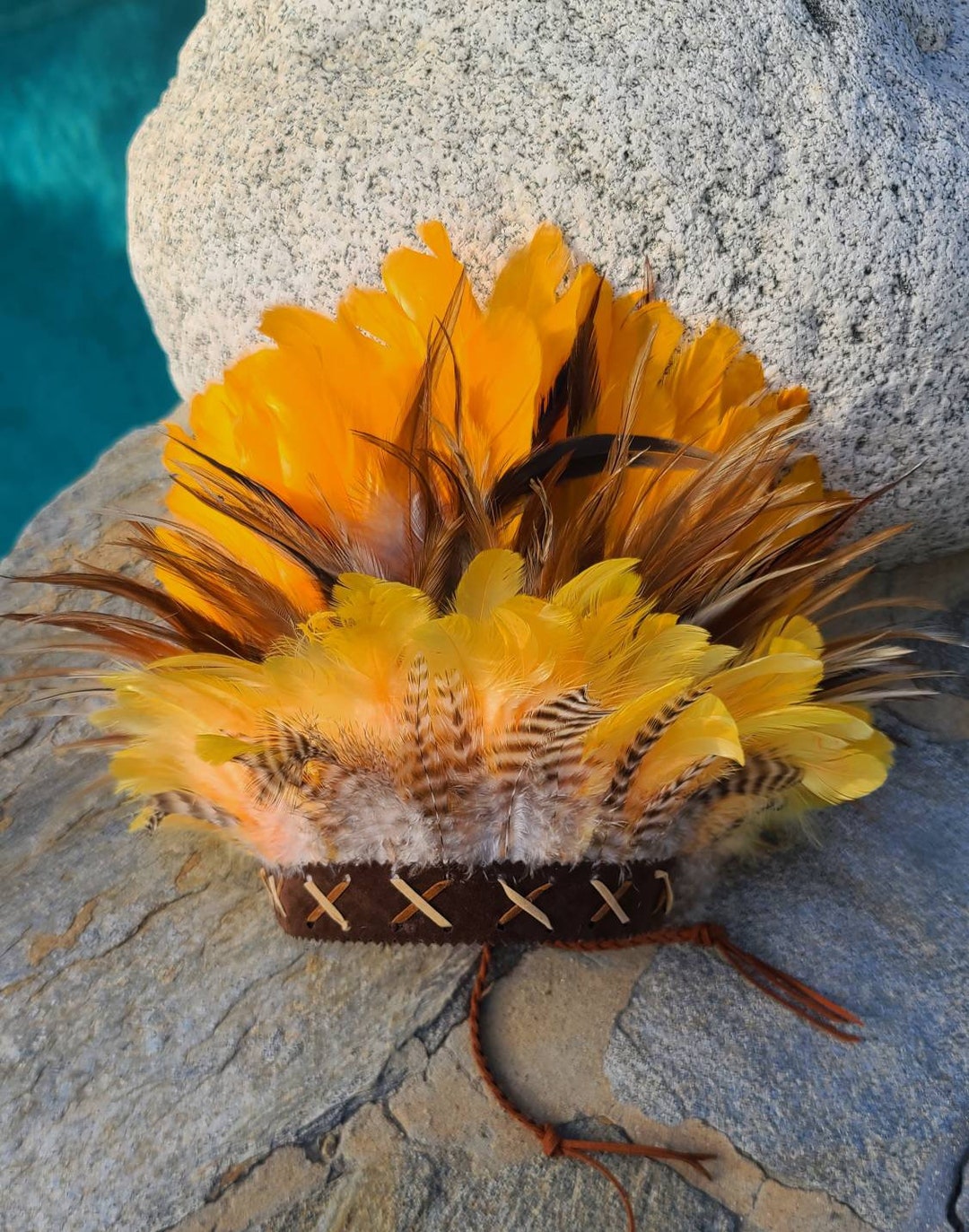 Persimmon Feather Crown - Tribal Crown, Feather Headband, Headpiece ...
