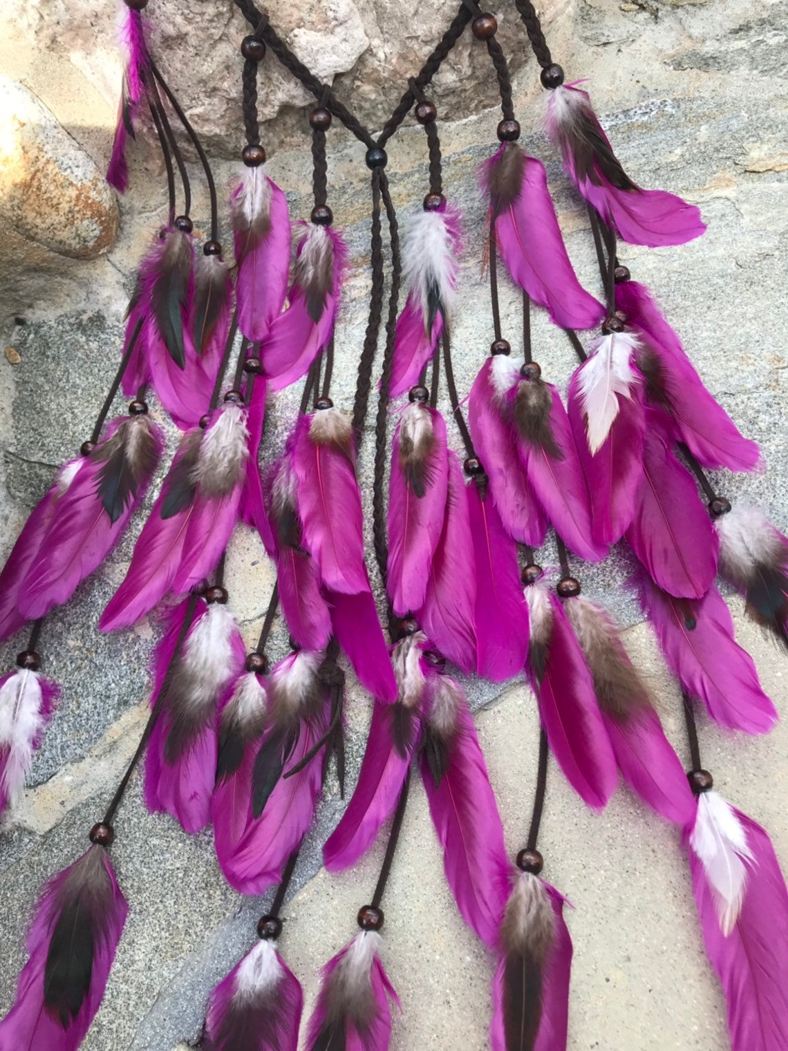 Plum Feather Headdress tribal feather headpiece Plum | Etsy