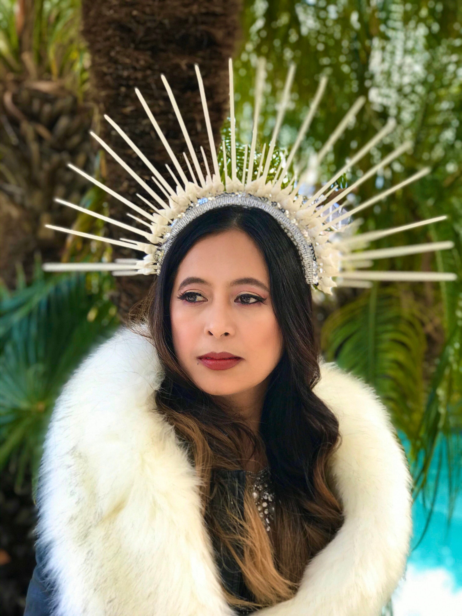 Muse Spiked Halo Crown, Sunburst White Headpiece, Gala Headband ...