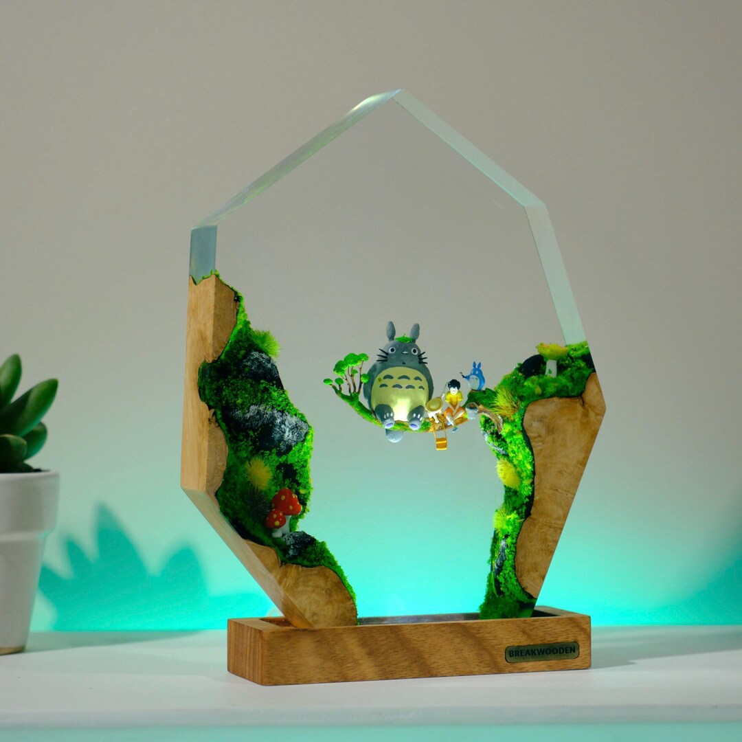 Totoro Anime Resin Lamp, Studio Ghibli Art Night Light, Kids Room Decor ...