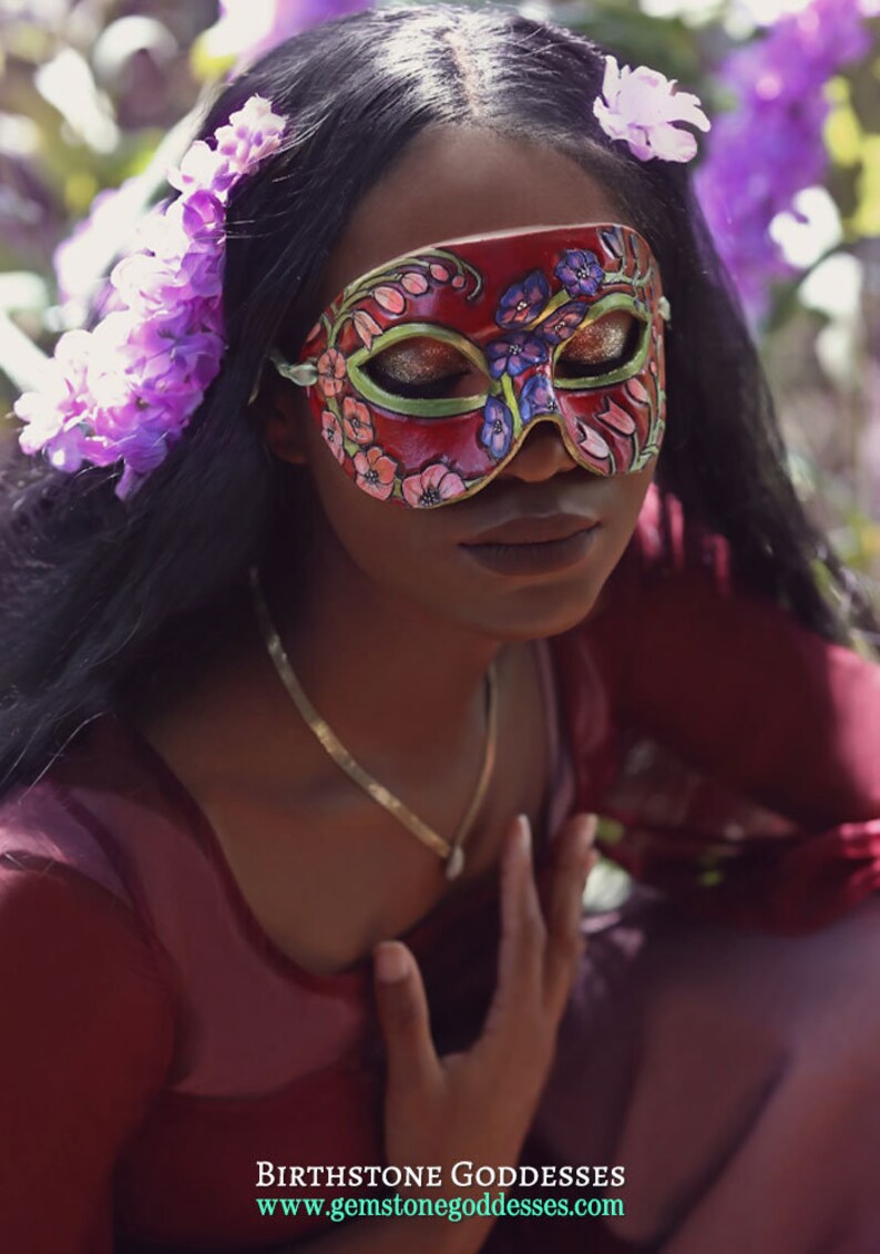 Lady of July Ruby and Delphinium Larkspur Leather Mask - Limited ...