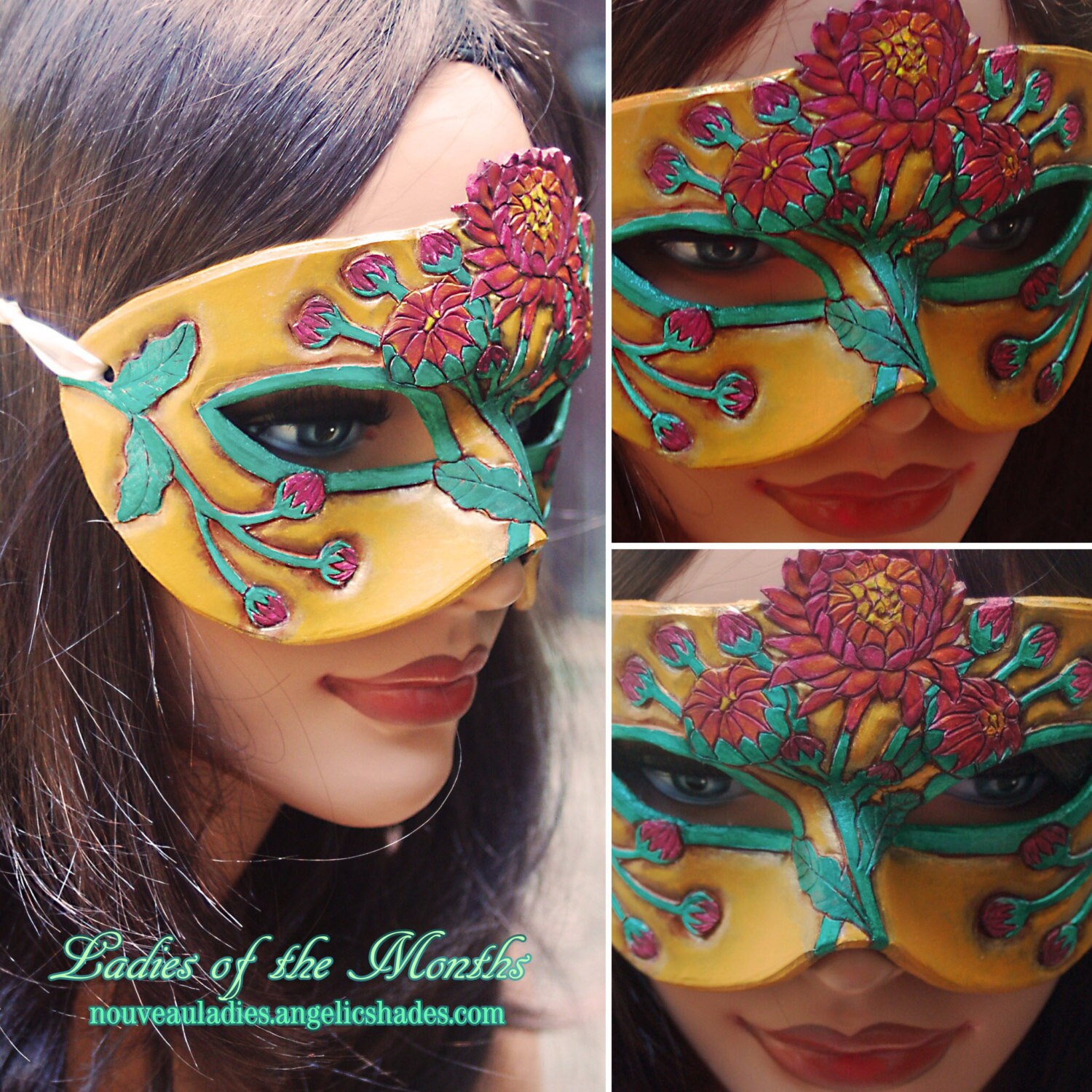 Lady of November Topaz and Chrysanthem Leather Mask - Limited Edition 1 ...