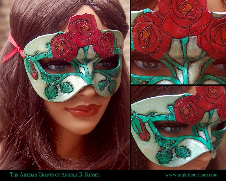 June Birthstone Rose and Pearl Leather Mask - Limited Edition of 10 ...