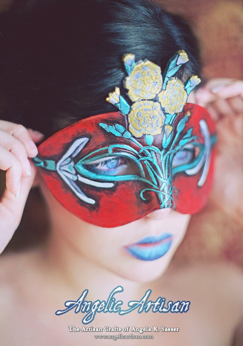 January Birthstone Carnation and Snowdrop Leather Mask - Limited ...