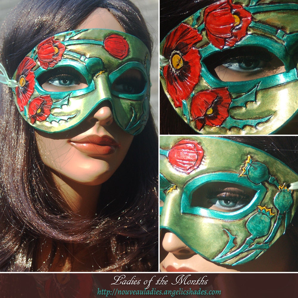 August Birthstone Peridot and Poppy Leather Mask Limited Edition 1 of ...