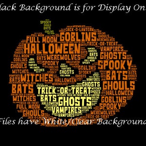 HALLOWEEN Word Cloud, Pumpkin Image Instant Download, Printable Pumpkin ...