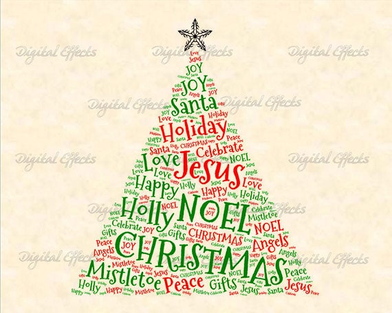 DIGITAL DOWNLOAD Christmas Tree Word Cloud Printable Digital | Etsy