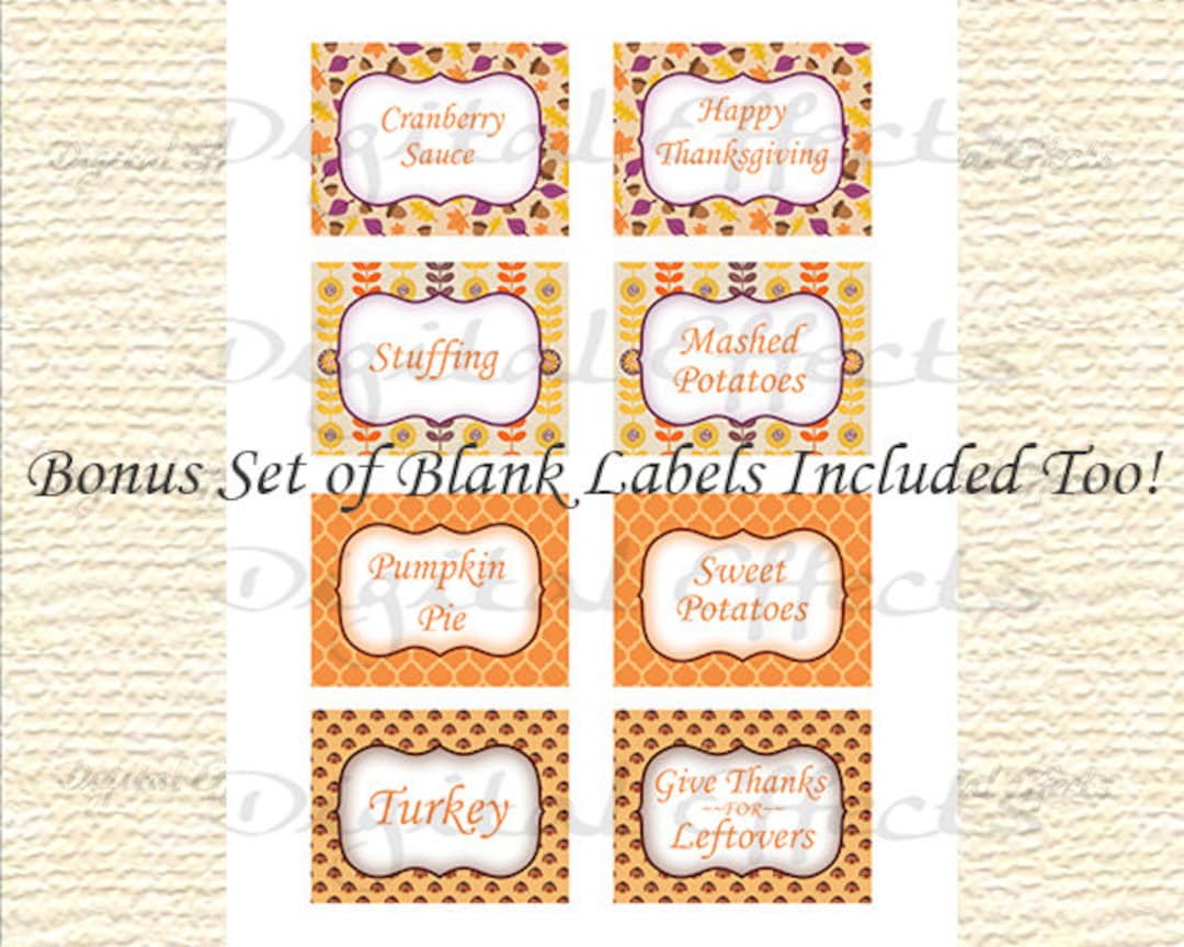 FALL FOOD Labels, Thanksgiving Editable Labels, Thanksgiving Printable ...