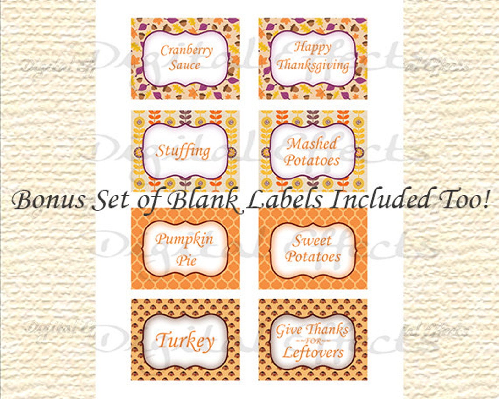 FALL FOOD Labels, Thanksgiving Editable Labels, Thanksgiving Printable ...