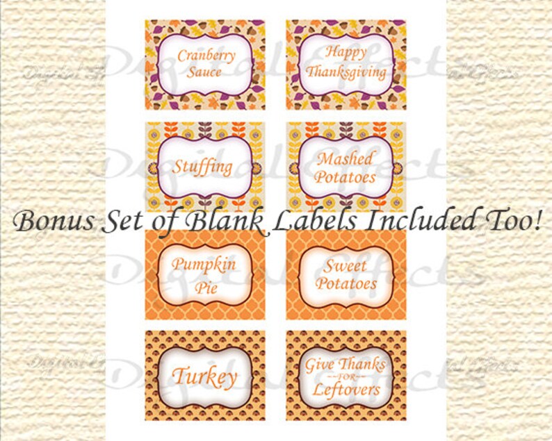 FALL FOOD Labels, Thanksgiving Editable Labels, Thanksgiving Printable ...