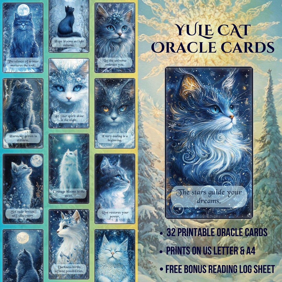 Yule Cat Oracle Cards, Jólakötturinn Icelandic Cat Printable Oracle ...