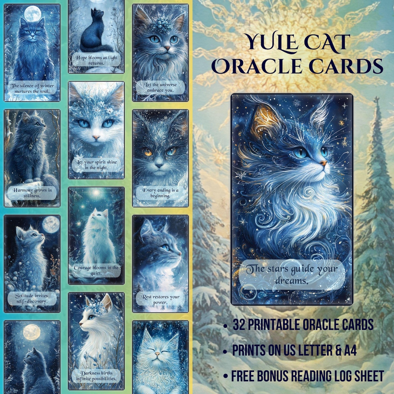 Yule Cat Oracle Cards, Jólakötturinn Icelandic Cat Printable Oracle ...