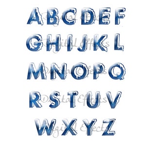 CLIPART ALPHABET, Digital Clipart Letters, Blue & White Letters, 26 PNG ...