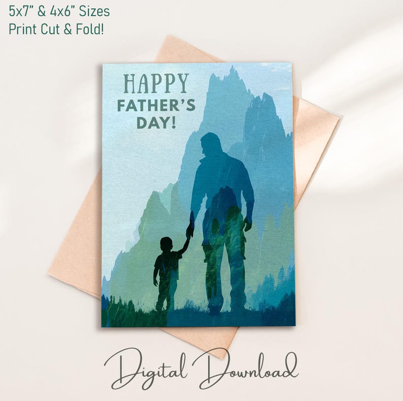 Happy Fathers Day Card, Digital Download Card for Dad, 5x7" 4x6 ...