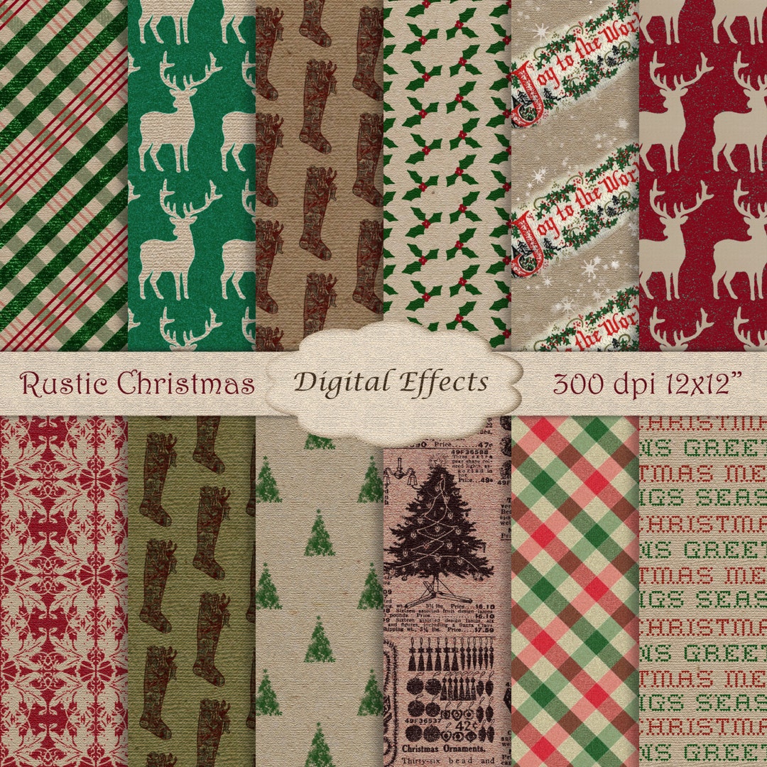CHRISTMAS Digital Paper, Rustic Christmas Texture Paper, Kraft Digital ...