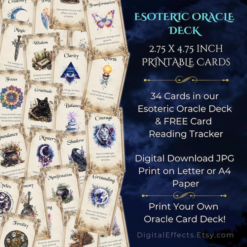 Esoteric Oracle Cards: Printable Divination Deck (JPG, PDF Bonus) - Etsy