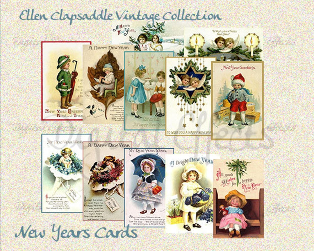 NEW YEARS POSTCARDS, 12 Ellen Clapsaddle New Year Card Images ...