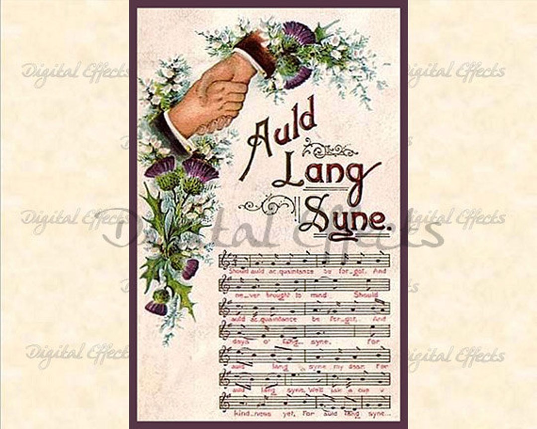AULD LANG SYNE, Vintage New Years Card, Instant Digital Download, Iron ...