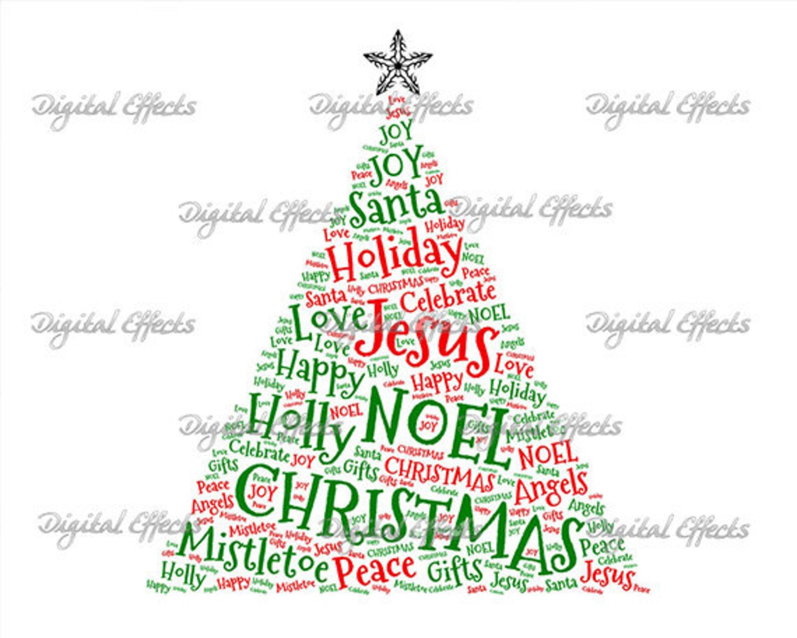 DIGITAL DOWNLOAD Christmas Tree Word Cloud, Printable Digital Christmas ...