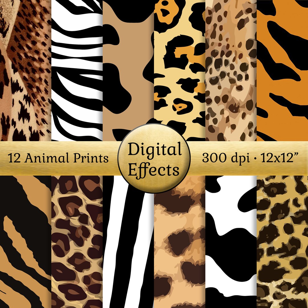 ANIMAL PRINTS Digital Paper Pack 12x12", 12 Digital Scrapbook Papers ...
