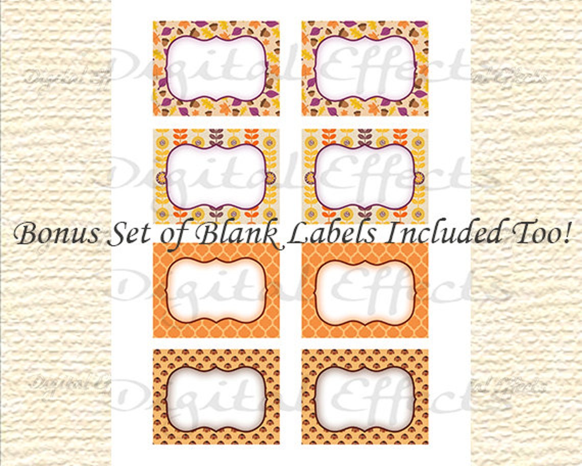 FALL FOOD Labels, Thanksgiving Editable Labels, Thanksgiving Printable ...