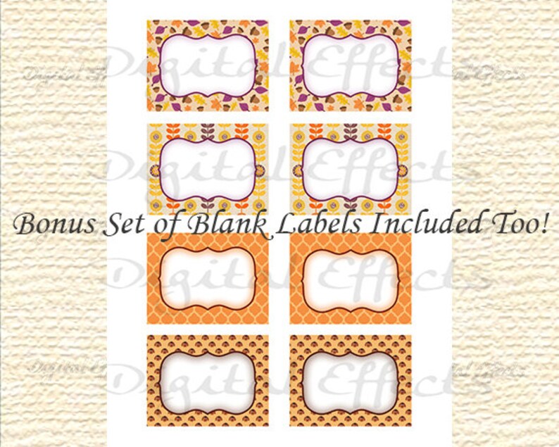 FALL FOOD Labels, Thanksgiving Editable Labels, Thanksgiving Printable ...