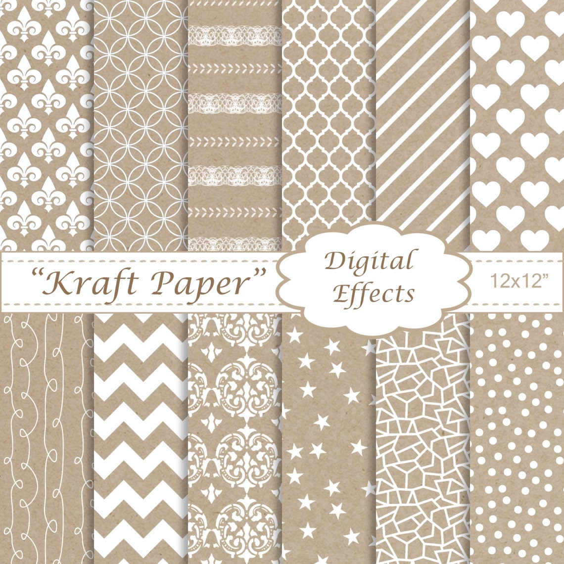 KRAFT Digital Paper Kraft Texture Papertan White Digital - Etsy