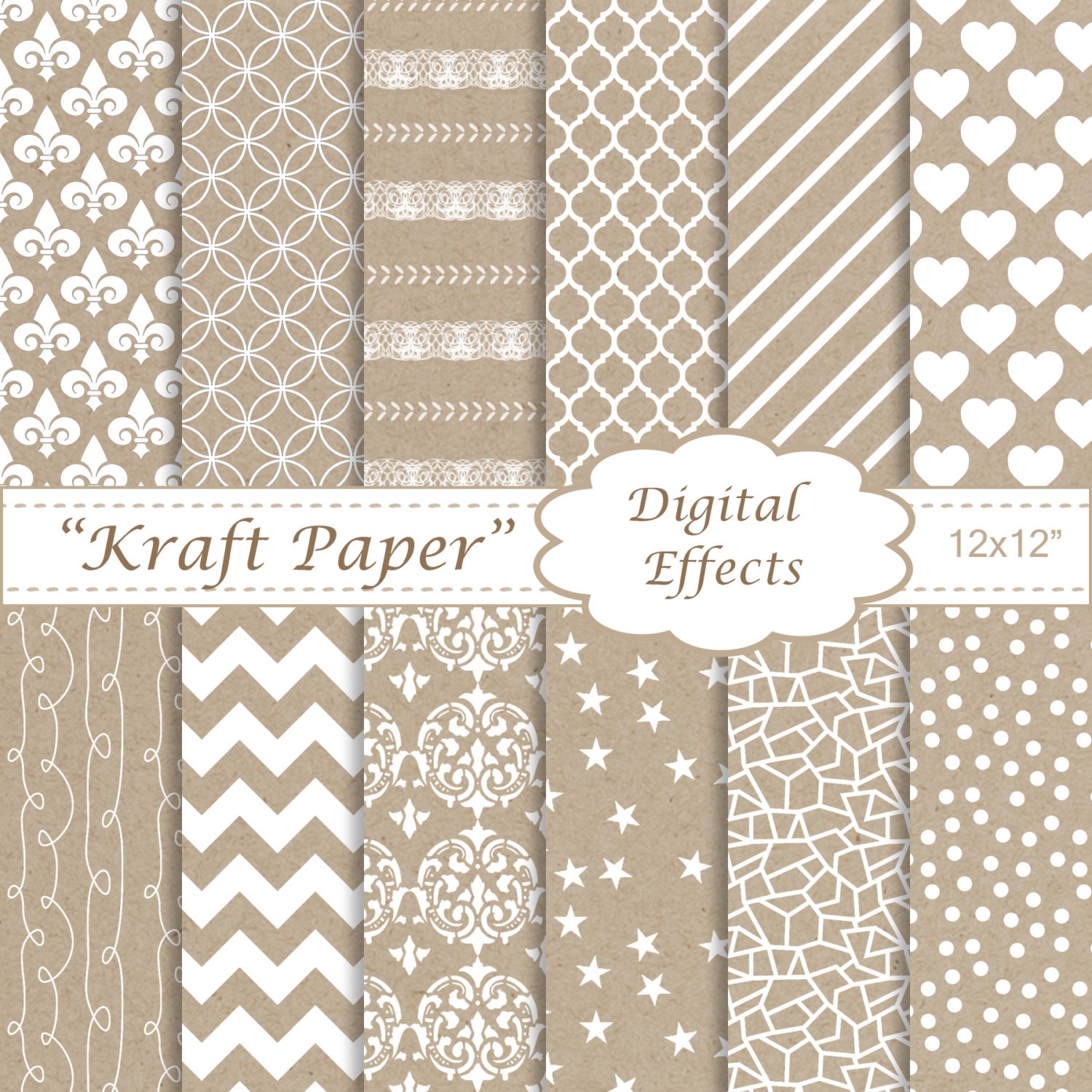 KRAFT Digital Paper Kraft Texture Papertan White Digital - Etsy