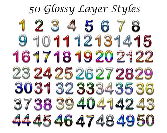 50 Glossy Photoshop Layer Styles, PS Styles, Photoshop Style Package ...